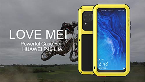 LOVE MEI for Huawei P40 Lite Case, Aluminum Metal Gorilla Glass Waterproof Shockproof Military Heavy Duty Sturdy Protector Cover Hard Case for Huawei P40 Lite (P40 Lite, Black)