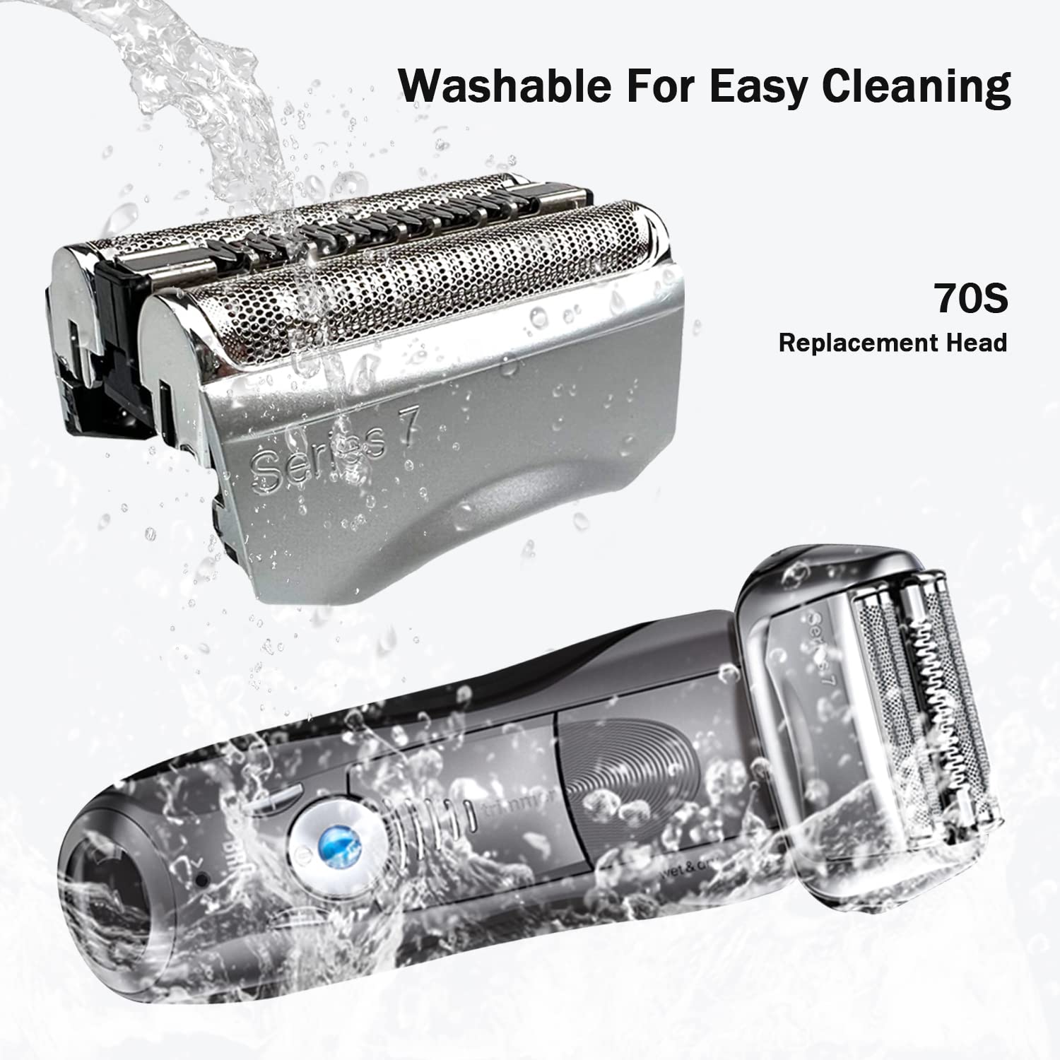 70S Series 7 Replacement Head for Braun Electric Foil Shaver, Compatible with Braun Series 7 720,750CC,760CC, etc,
