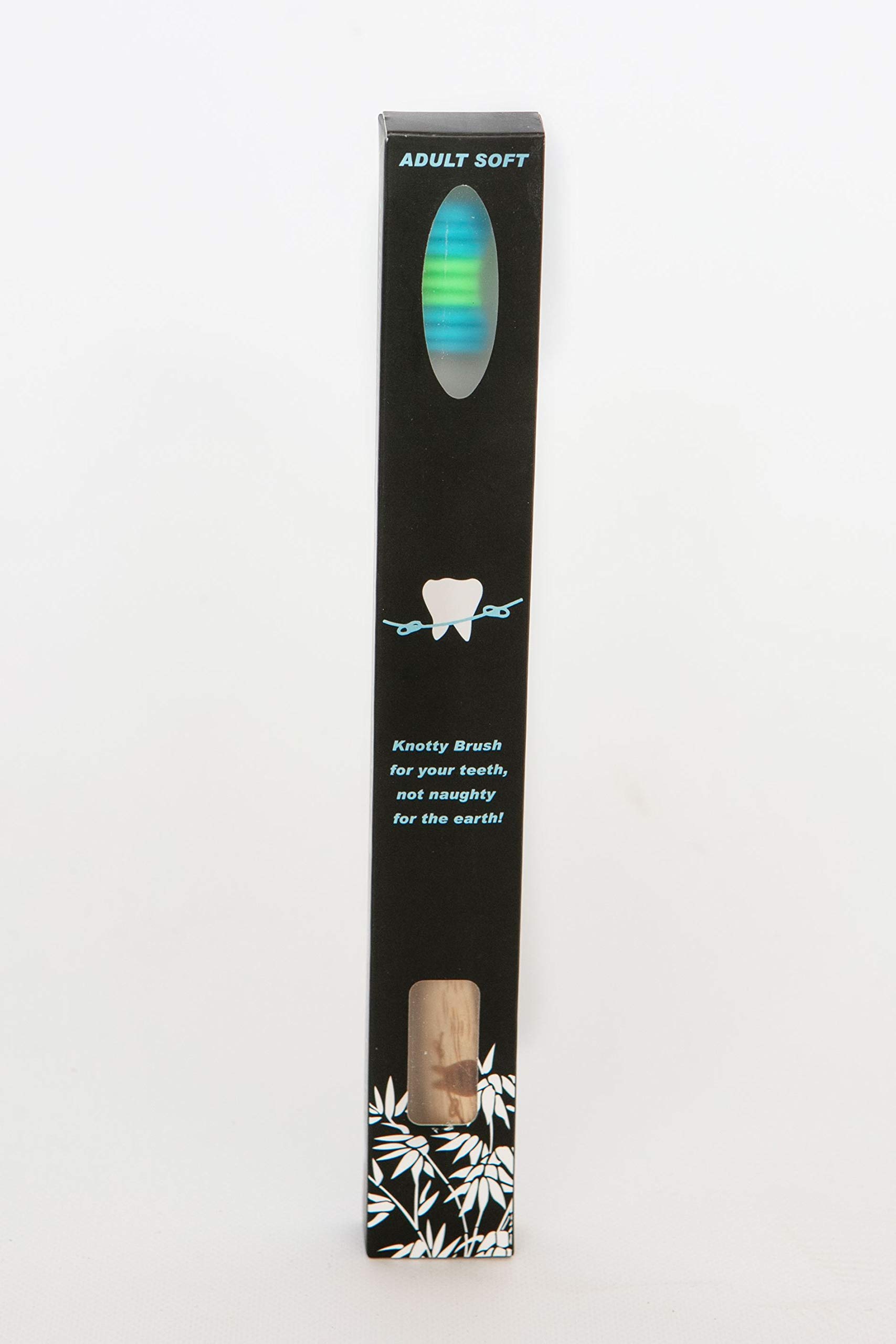 Knotty Brush Bamboo Toothbrush with Soft Nylon Bristles - Adult Size - 4 Pack