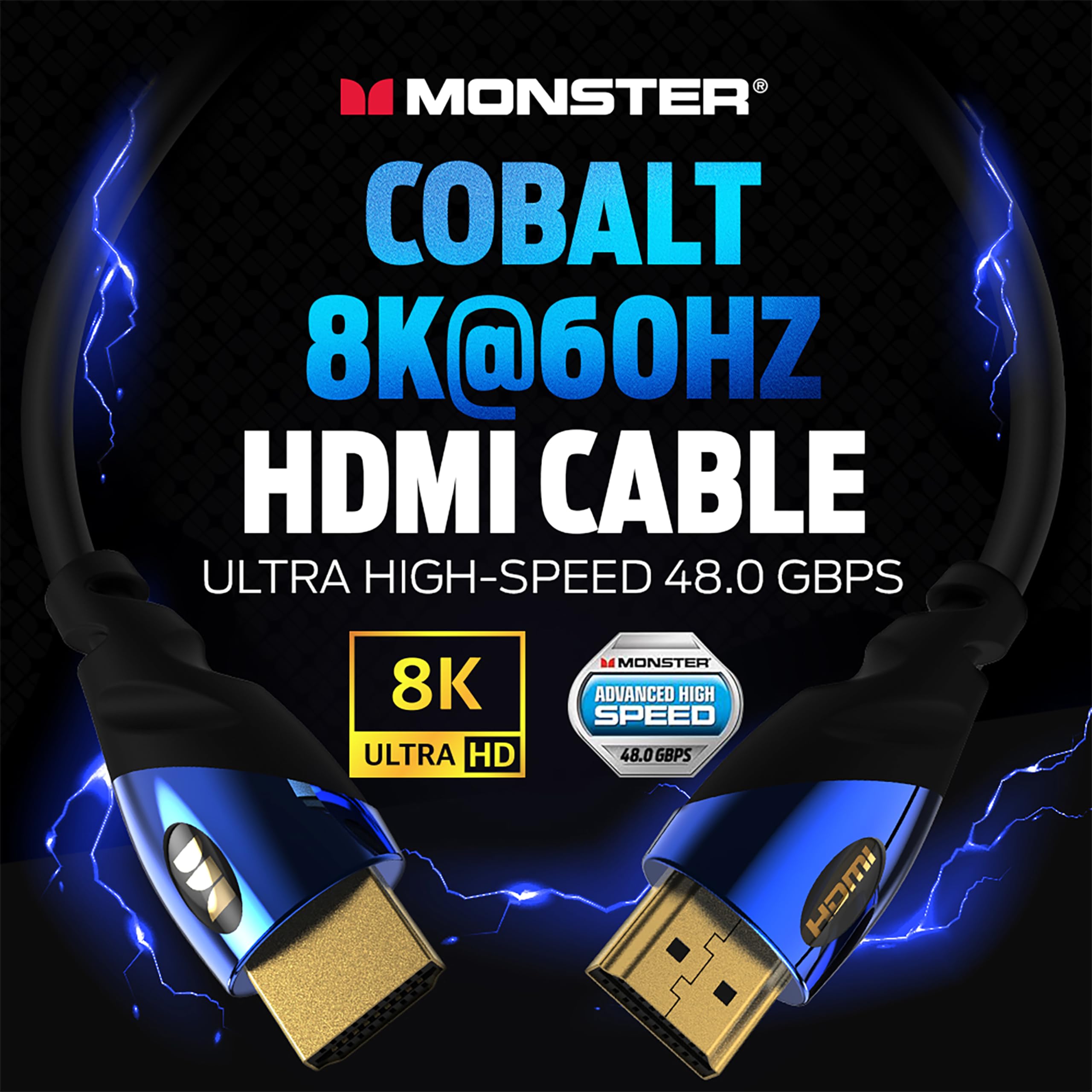 Monster 6ft. 8K Ultra High-Speed HDMI 2.1 Cable 48Gbps with eARC, Certified 8K @60Hz, 4K@120Hz – Compatible with PS5, PS4, Xbox Series X, Roku, Apple, Fire TV, Smart TV, Gaming Monitors