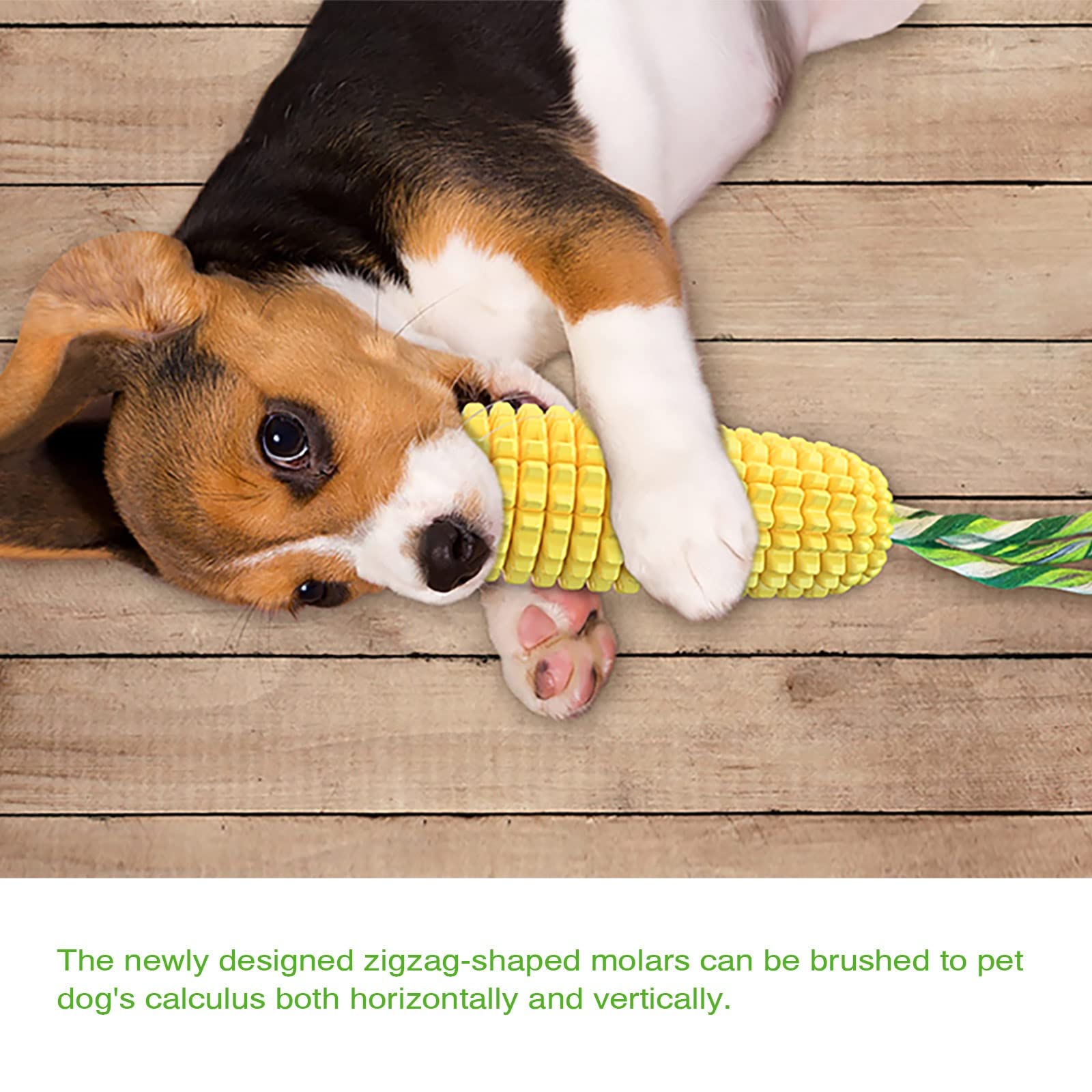 AGIEG Dog Toy Corn Yellow Puppy Squeaky Toys Pet Durable Chewing Toothbrush Cleaning Back Teeth, Add Toothpaste, Chew Toy for Mediun and Large Dogs,All Breed Size
