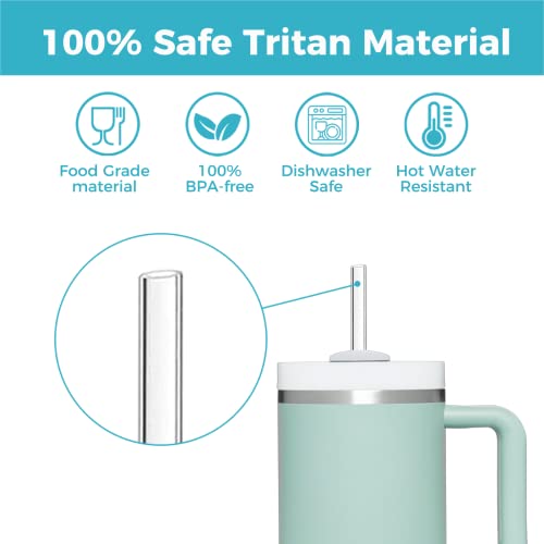 6 Pack Replacement Straws for Stanley 40 oz Tumbler Cup, Upgraded Reusable Tritan Plastic Straws with Cleaning Brush, Compatible with Stanley Adventure Travel Tumbler Accessories (12.4 inch)