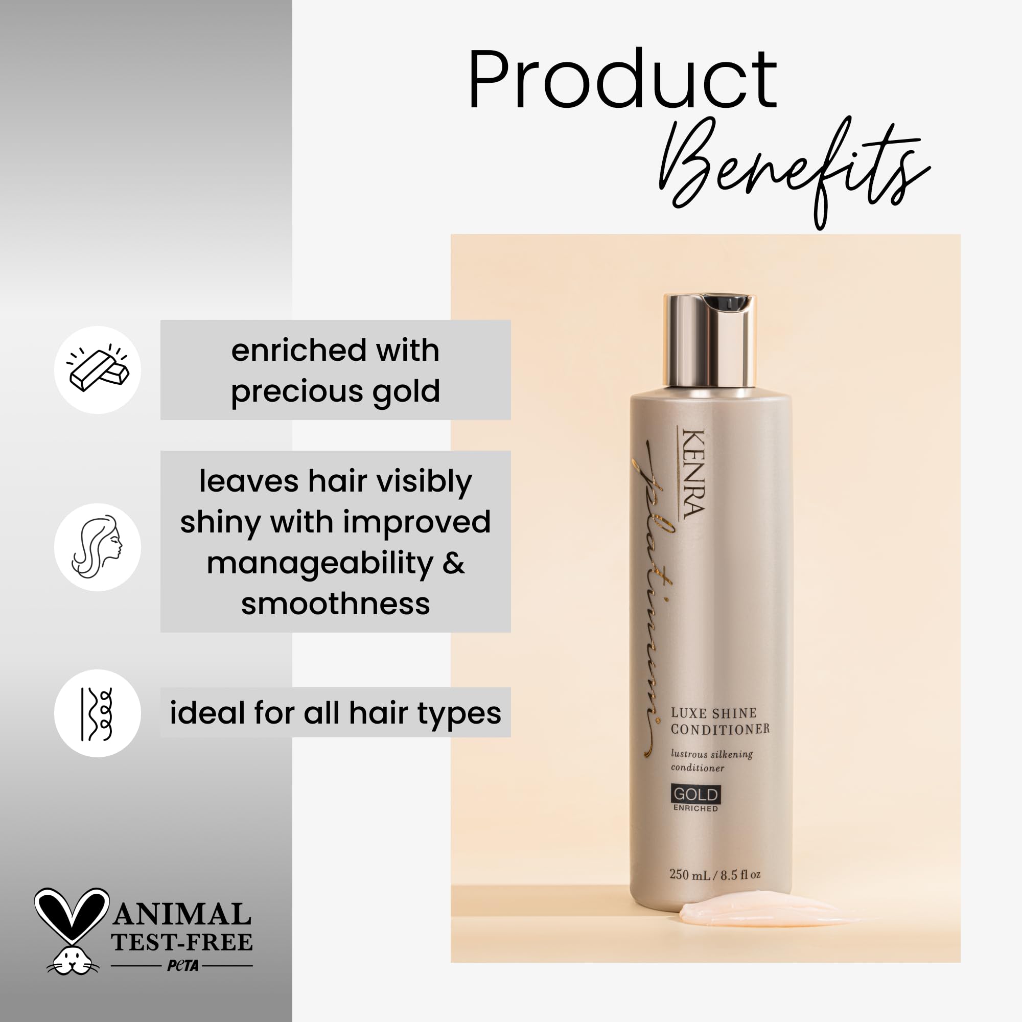 Kenra Platinum Luxe Shine Conditioner | Gold Enriched | Rich, Shine-Enhancing Daily Conditioner | Revitalies for Improved Manageability & Smoothness | All Hair Types | 31.5 fl. Oz