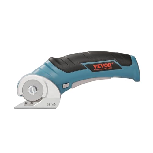 VEVOR Cordless Electric Scissors, 3.6V 2000mAh Mini Electric Rotary Fabric Cutter, 1.6" Sharp Blade, with Replacement Blade and Battery Charger, for Cutting Carpet, Cardboard, Leather, Paper, Plastic
