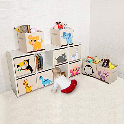 CLCROBD Foldable Animal Cube Storage Bins Fabric Toy Box/Chest/Organizer for Kids Nursery, 13 inch (Llama + Butterfly)