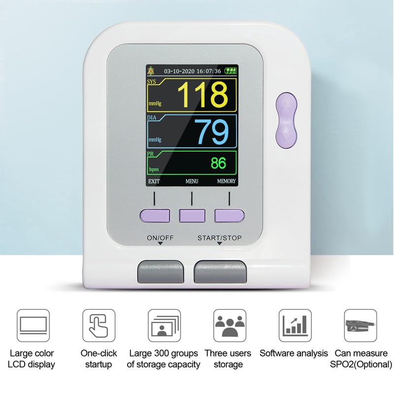 CONTEC Fully Automatic Blood Pressure Monitor Upper Arm Cuff 3 Mode 3 Cuffs Electronic Sphygmomanometer 300 Sets Memory