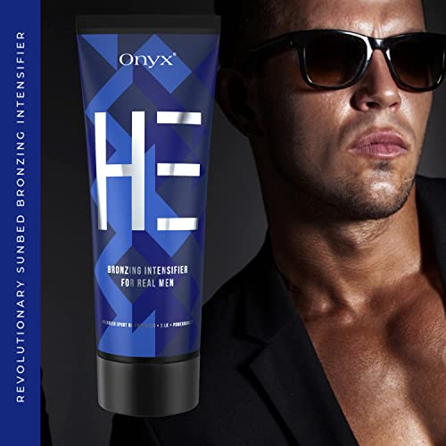 Onyx HE Tanning Bed Lotion for Men - Indoor Tanning Lotion Accelerator & Bronzer, Quick & Dark Tan, Men's Tanning Lotion with Skin Firming, Muscle Bronzing Complex & Moisturizing Formula