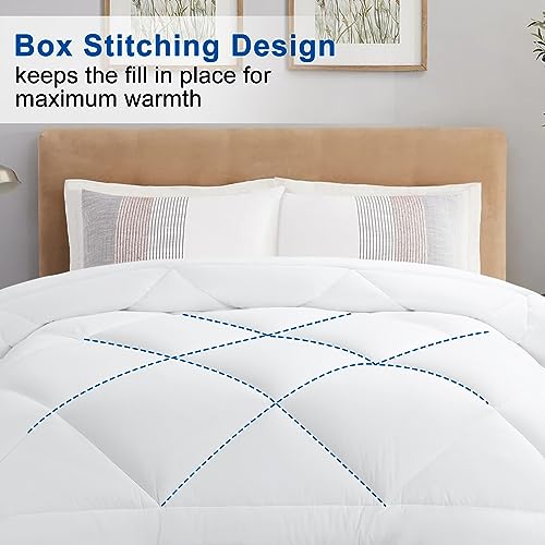 All-Season California King Comforter-Soft and Cooling Comforter for Restful Sleep-Down Alternative Quilted Comforter-2100 Series Duvet Insert with Corner Tabs(White,Cal King,96"x104")