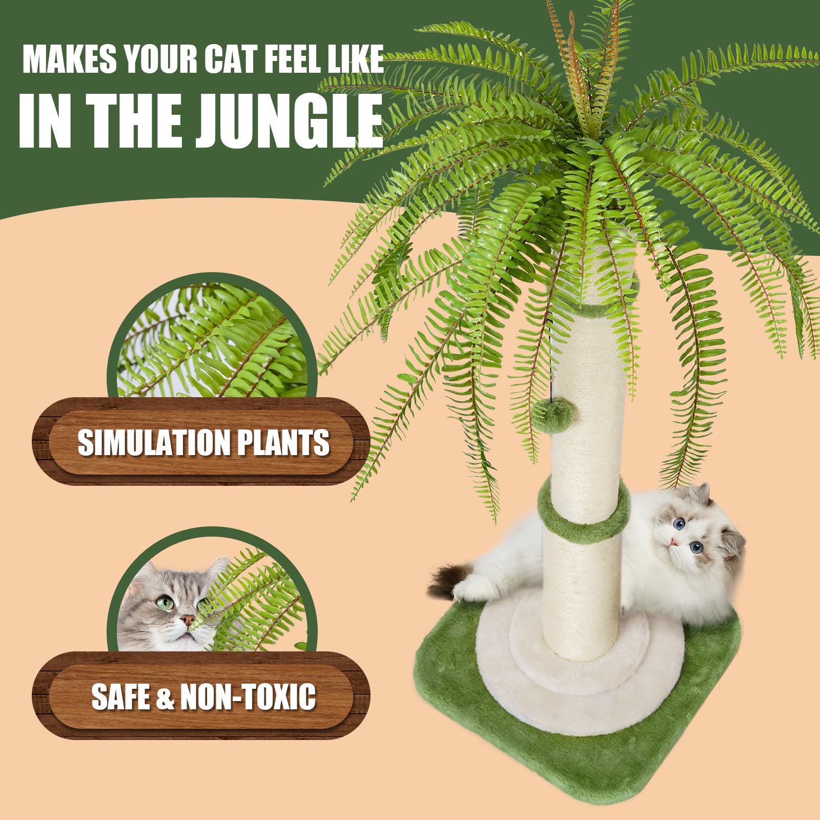 Honcet 42" Tall Cat Scratching Post - Durable Cat Scratching Posts for Indoor Cats, Ideal for Large Cats, Ensures Long-Lasting Cat Satisfaction