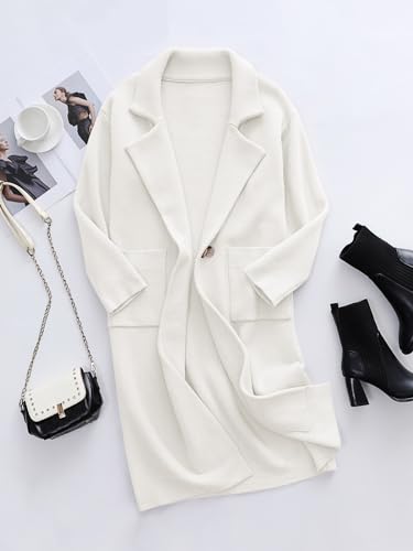 ANRABESS Women Fall Coat Long Sleeve Jacket Coatigan Open Front Button Pockets Long Cardigan Oversized Slouchy Sweater Coat 2023 Trendy Clothes B1132mibai-L