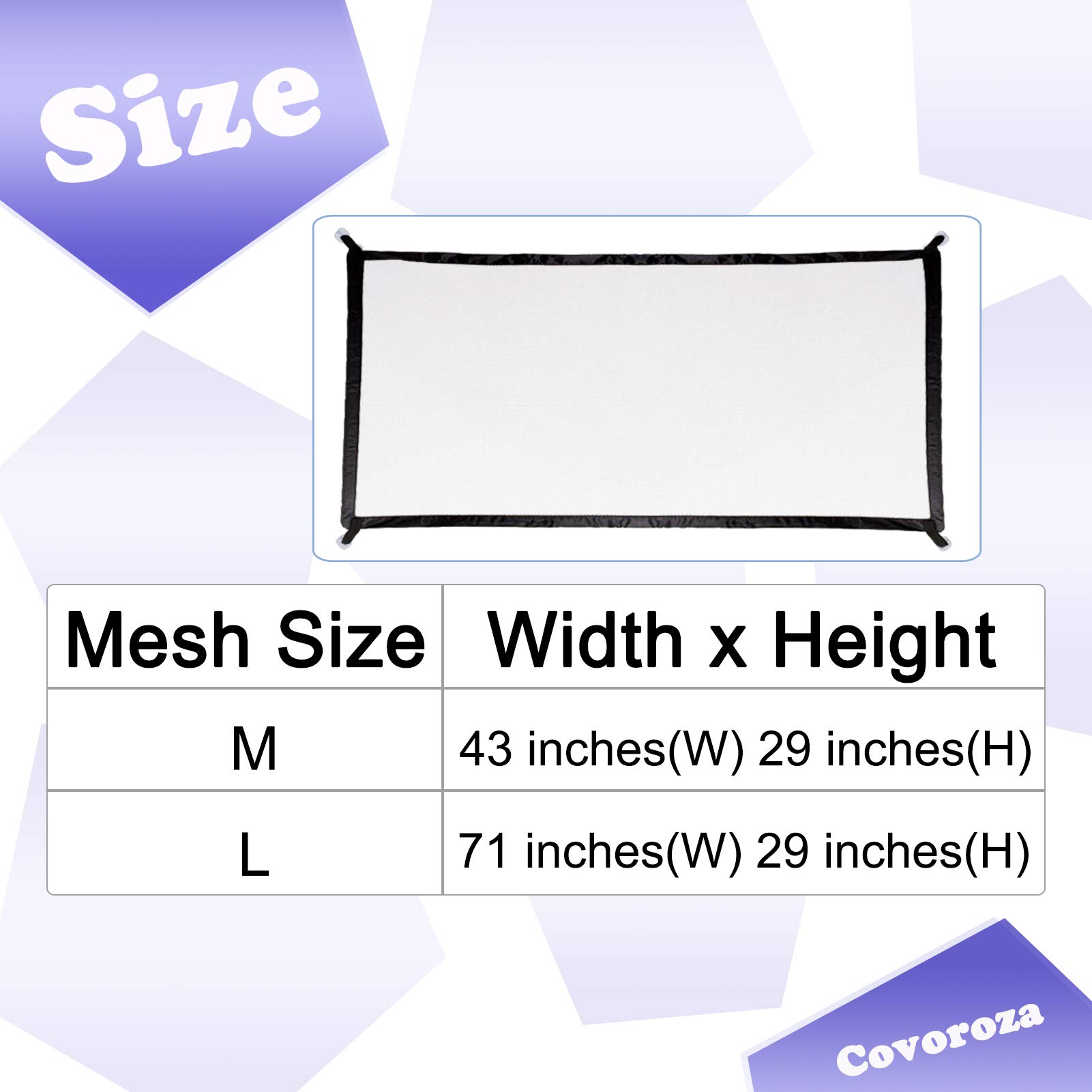 Portable Magic Gate for Pets Dogs, Folding Mesh 71 X 29 Inch Heighten Hooks Safe Guard Isolated Gauze for House Indoor Stair Doorway Use Black Large