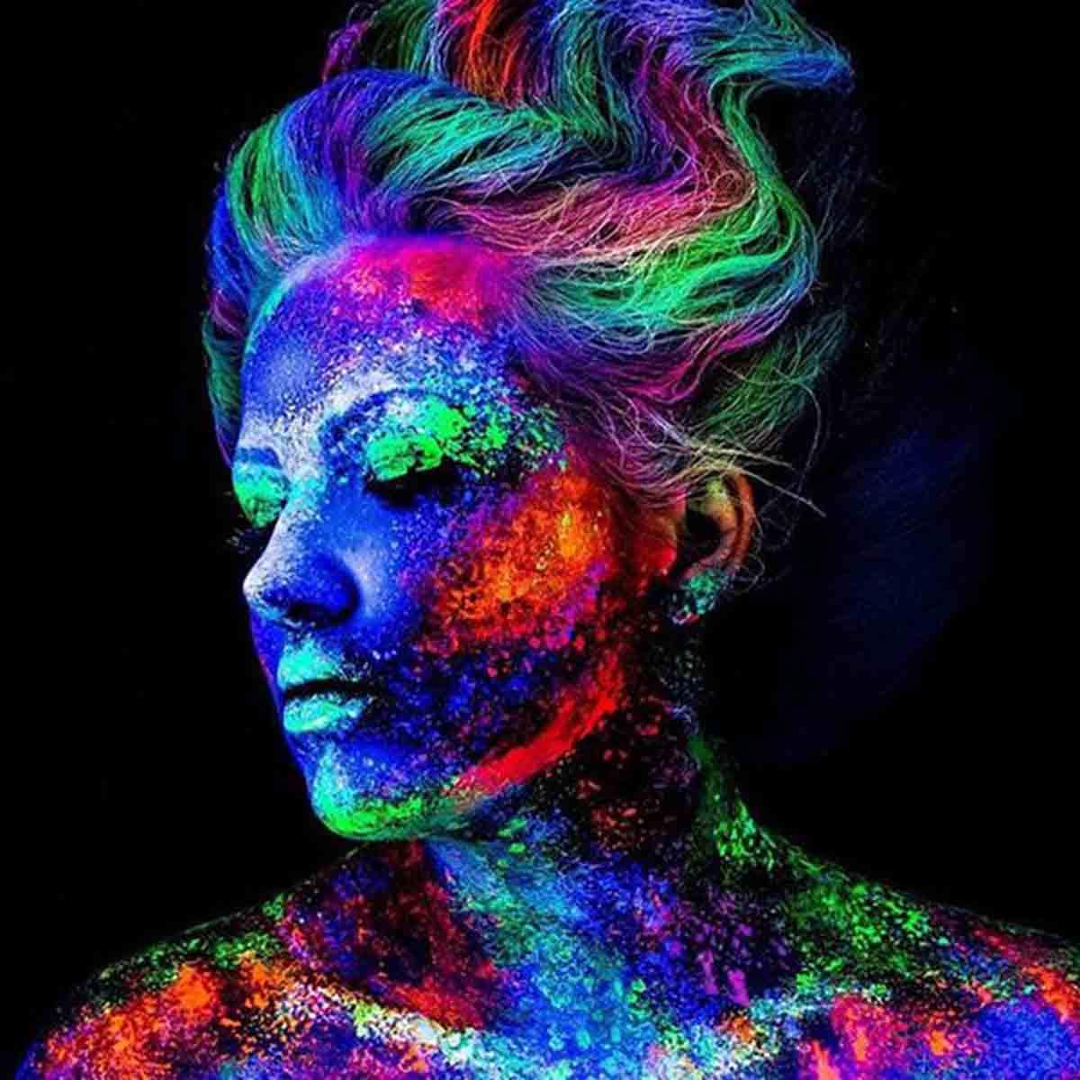 COKOHAPPY UV & Black Light Face & Body Neon Fluorescent Paint Kit (7/0.34oz), 12 Colors Glow In The Dark Pigment Powder with All Accessories Included