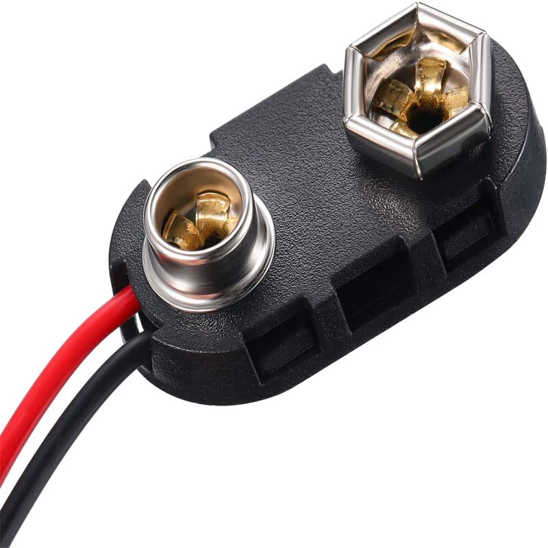 AIMPGSTL 4PCS 9V Battery Connector 9 Volt Battery Snap Clip I Type with 2 Pairs of Alligator Clips and 2.1mm X 5.5mm DC Male Power Plug
