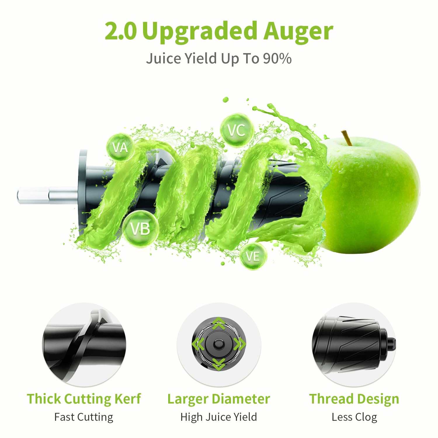 Aeitto Cold Press Juicer Machines, 3.6 Inch Wide Chute, Large Capacity, High Juice Yield, 2 Masticating Juicer Modes, Easy to Clean Slow Juicer for Vegetable and Fruit (Silver)