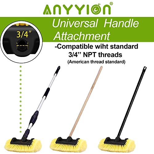 Anyyion 10" Car Wash Brush Head,Soft Bristle, Auto RV Truck Boat Camper Exterior Washing Cleaning(10-inch)