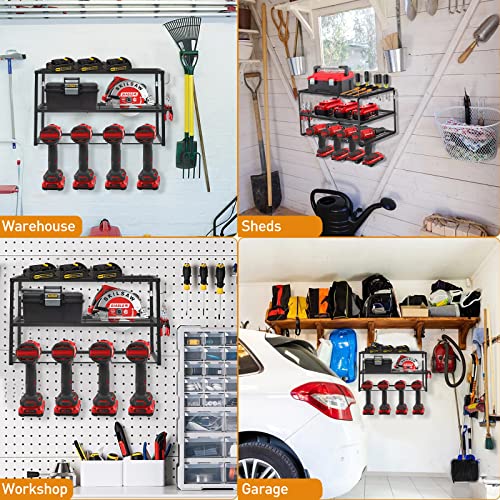 Dosker Tool Organizer Fathers Day Gifts Wall Shelf Mounted Garage Storage Rack 3 Layers Heavy Duty Metal Drill Holder Utility Storage Rack Garage, Workshop and Warehouse for Men Dad Gifts 1PC