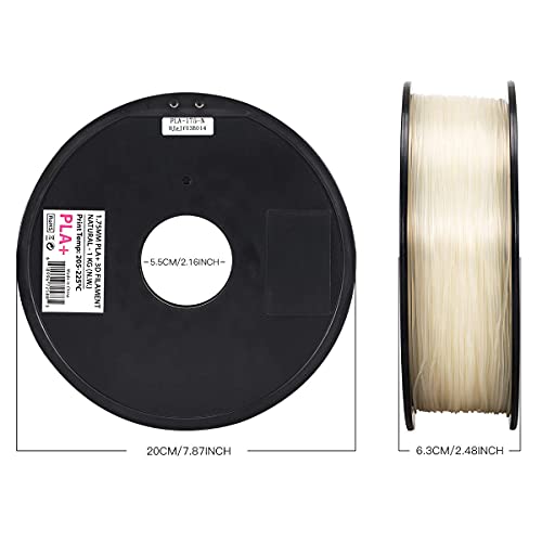 Inland PLA Plus (PLA+) 3D Printer Filament 1.75mm - PLA Pro Dimensional Accuracy +/- 0.03 mm - 1 kg Spool (2.2 lbs) β Fits Most FDM/FFF Printers β Odor Free, Clog Free 3D Printing Filaments - Natural