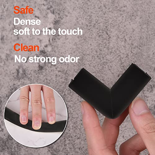 Baby Proofing Edge and Corner Guards, Safety Furniture Bumper with 3M Double-Sided Tape,16.40ft Edge + 4 Pre-Taped Corners Baby Corner Protector for Fireplace, Table, Stair, Cabinet, (Black)