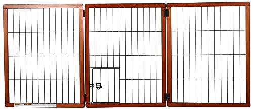 Carlson Pet Products Design Paw Extra Tall 62-Inch Super Wide 3 Panel Premium Wooden Pet Gate,Brown