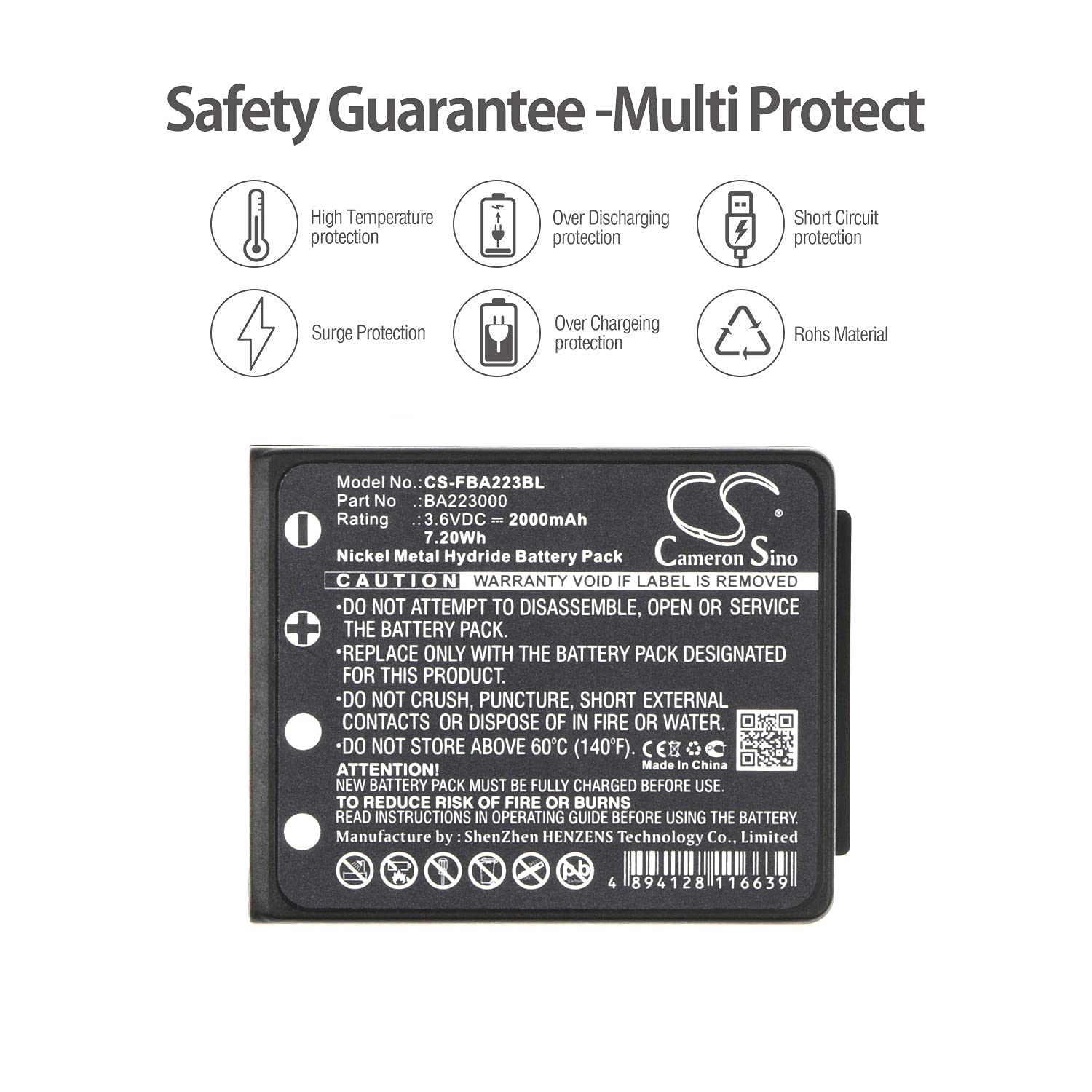 Replacement Battery for HBC Radiomatic Quadrix Keynote Patrol D Micron 4 Micron 5 Micron 6 Crane Remote Control, fits Part no BA223000 BA223030 FUB6