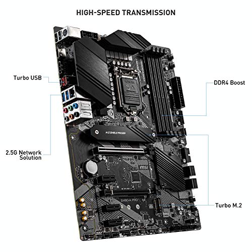 MSI Z490-A PRO ProSeries ATX Motherboard (10th Gen Intel Core, LGA 1200 Socket, DDR4, Dual M.2 Slots, USB 3.2 Gen 2, 2.5G LAN, DP/HDMI) (Renewed)