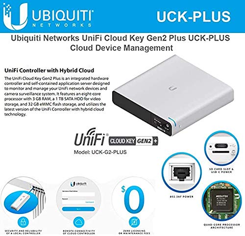 Ubiquiti UniFi Cloud Key Gen2 Plus + Ubiquiti Networks Cloud Key G2 Wall Bracket UCK-G2-PLUS + CKG2-RM (Bundle)
