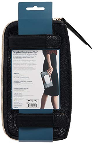 Itzy Ritzy Travel Wipes Case – Portable, Refillable Wipes Pouch Includes Removable Clips for Car Visor or Seat Back; Wipes Holder Perfect Diaper Bag & Travel - Holds Up to 64 Wipes (Coffee & Cream)