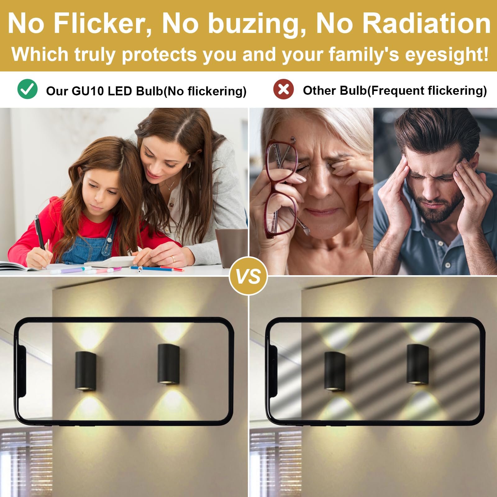 VITUNOV GU10 LED Bulb Dimmable, 50W Halogen Equivalent, Warm White 3000K, 120V 5W 500LM MR16 Spotlight Bulbs for Track Recessed Accent Ceiling Lighting, 6 Pack