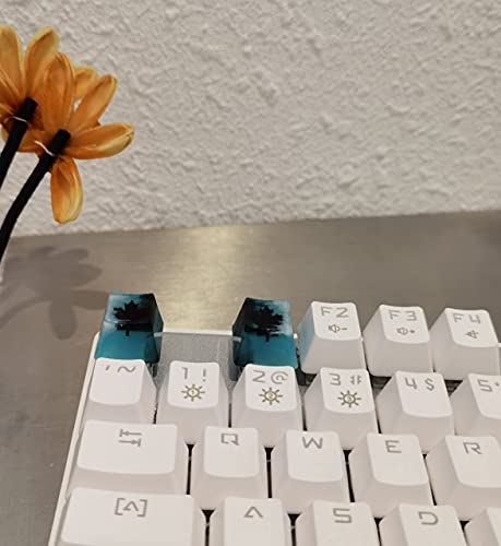 cho26key Gaming Keycaps for Cherry MX Switches(OEM R4) Hand Made Resin Key caps… (Ink Ice Maple Leaf(R4))