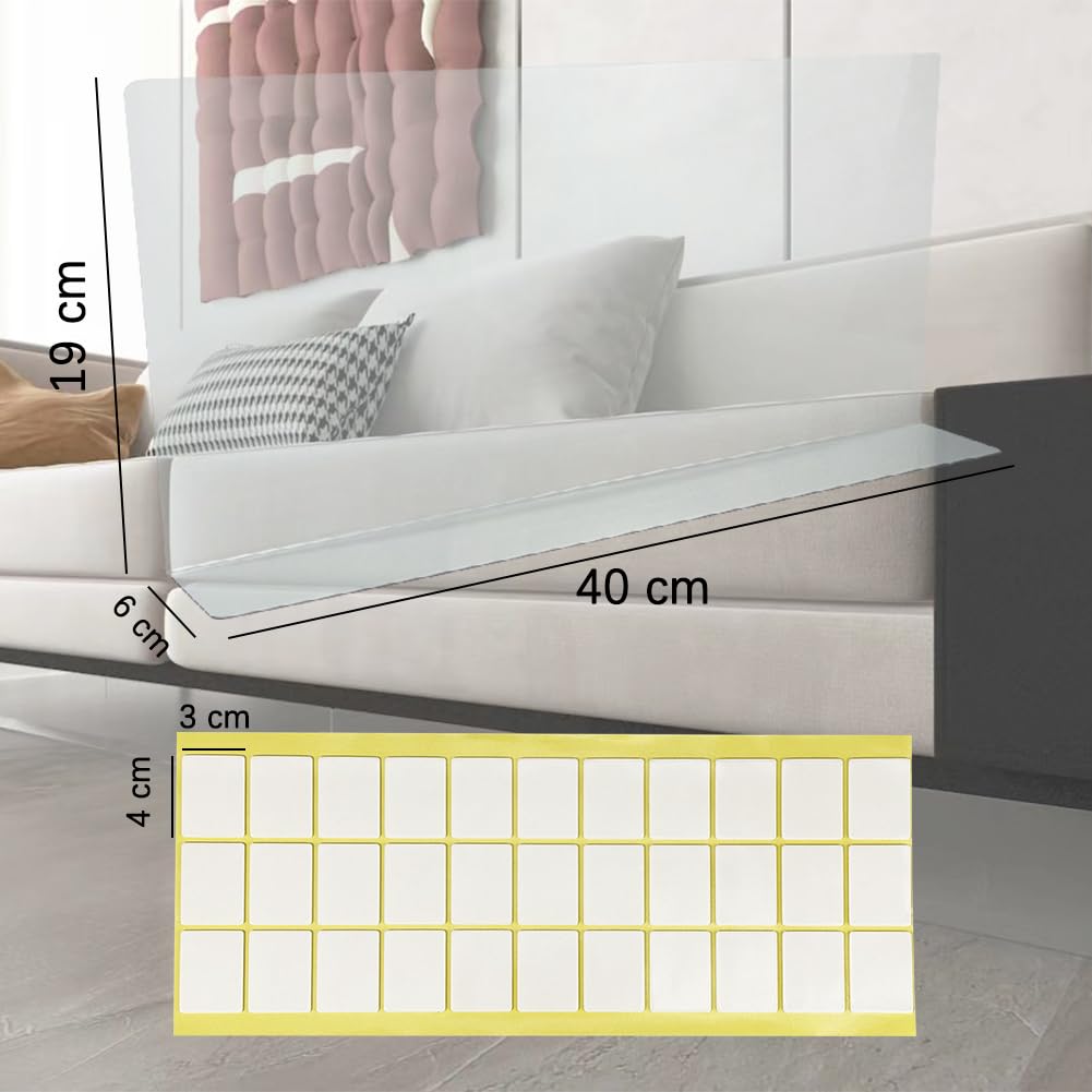 Rictine 8 Pack Clear Toy Blockers for Furniture, 16" L x 7.5" H Under Bed Blocker for Pets, Adjustable Gap Bumper Under Couch Blocker, Stop Things from Going Under Couch Sofa Bed with Strong Adhesive