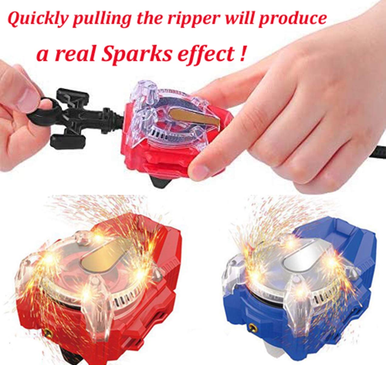 Bey Battle Burst Blade Evolution Turbo B-131 Booster Dead Phoenix.0.at Red Sparking Left & Right Launcher Handle Grip Starter Set Gaming Battling Top God Bay Lr Bey launcher Spinning Toy Gift for Boys