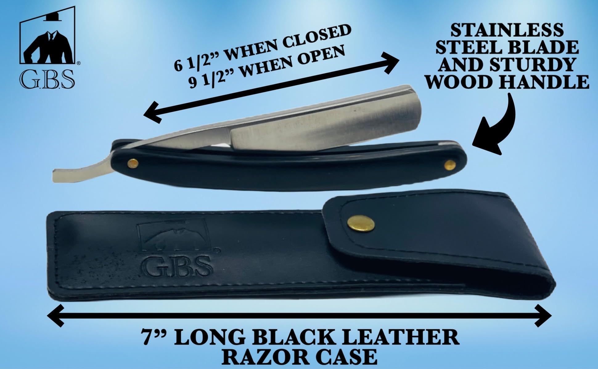 G.B.S Straight Razor Wet Shaving Kit - Classsic Shave Grooming Gift Set for Men - Includes: Straight Edge Razor, Shaving Brush, Alum Block, Shave Soap, Shave Mug Bowl,Sharpening Strop and Paste