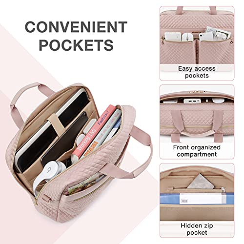 BAGSMART 17.3 Inch Laptop Bag, Briefcase for Women Computer Messenger Bag Office Travel Business,Pink