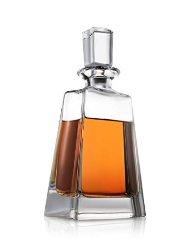 Luna Whiskey Decanter – 23 oz Crystal Modern Decanter – Small Liquor Decanter with Stopper – Booze Decanter for Whiskey, Bourbon, Brandy, Liquor, and Rum – Scotch Bar Container
