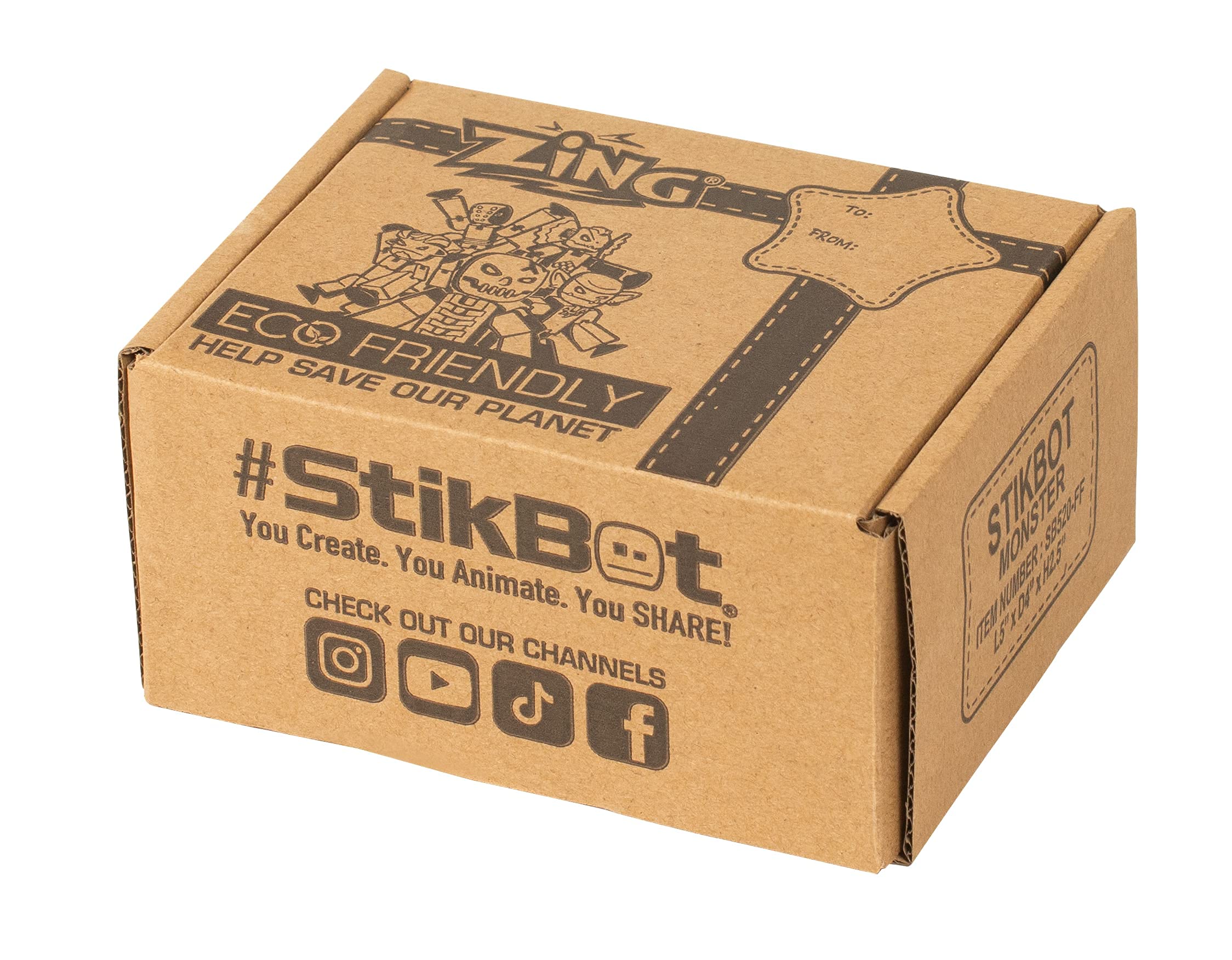 StikBot Zing Monsters, Complete Set of 6 Poseable Monster Action Figures, Includes Giggles, Goblin, Insector, Grim, Aquafang and Kyron