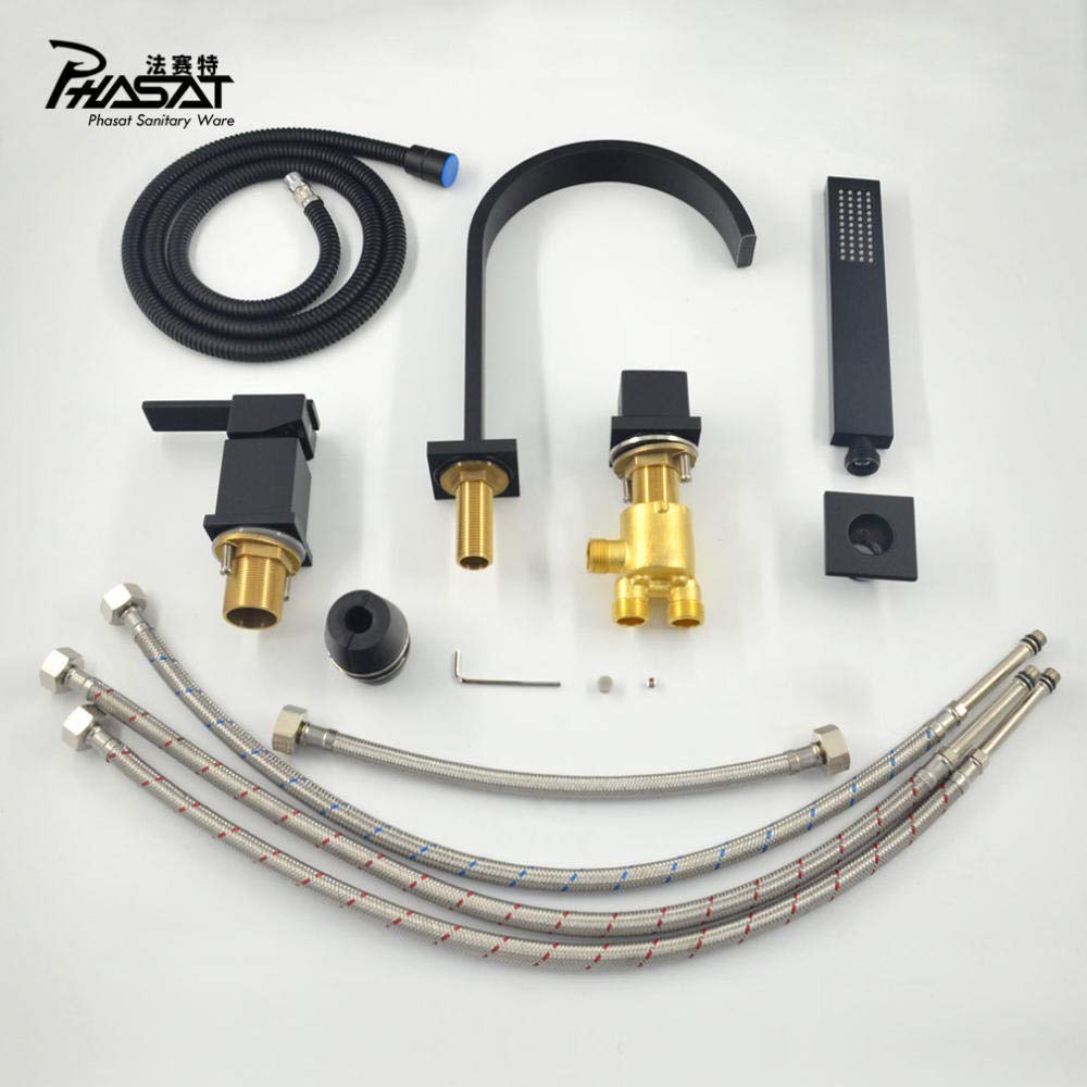 JF-XUAN Shower Bath Set Kitchen Mixer Sink Tap Kitchen Faucet Basin Bathroom Bathtub Faucet Pulling Shower Set Hot and Cold Mixing Water Valve Faucet