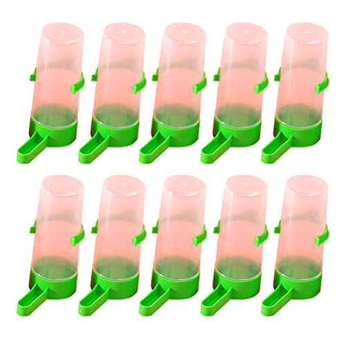 POPETPOP 10PCS Bird Water Dispenser for Cage - Pet Birds Feeder Drinker Waterer Clip with Automatic Drinking Water Sprinkler Proof Bird Cup for Parrots Budgie Cockatiel Lovebirds