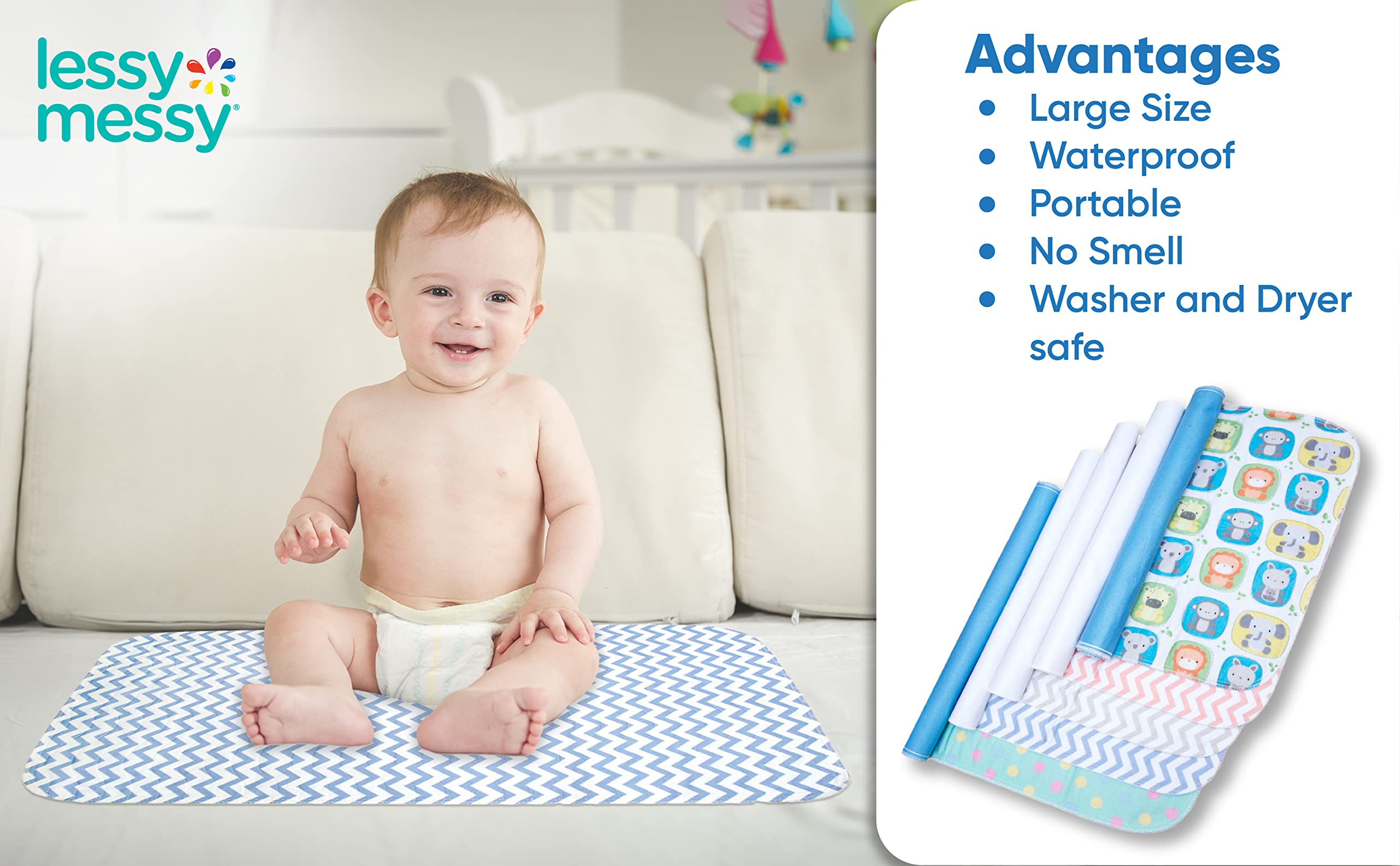 Portable Diaper Changing Mat - Waterproof Machine Washable & Dryer Safe Baby Changing Pad | Extra Large Travel Mat (30" x 20") | Stylish Animal Print Design