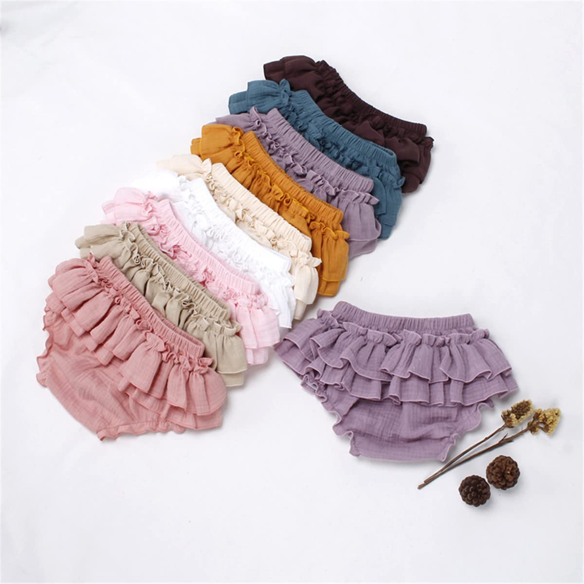 JELEUON 3 Pack of Little Baby Girls Boys Cotton Linen Blend Cute Bloomer Shorts 18-24 M