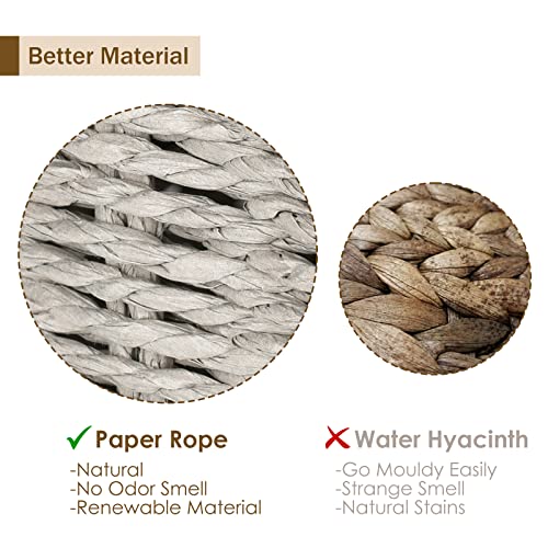 AELS Woven Baskets for Storage, Natural Hand-woven Storage Baskets for Organizing, Cubby Cubes Storage Bins for Shelves, 11" Modern Farmhouse Square Storage Cubes with Handles, Light Gray, 4 Pack