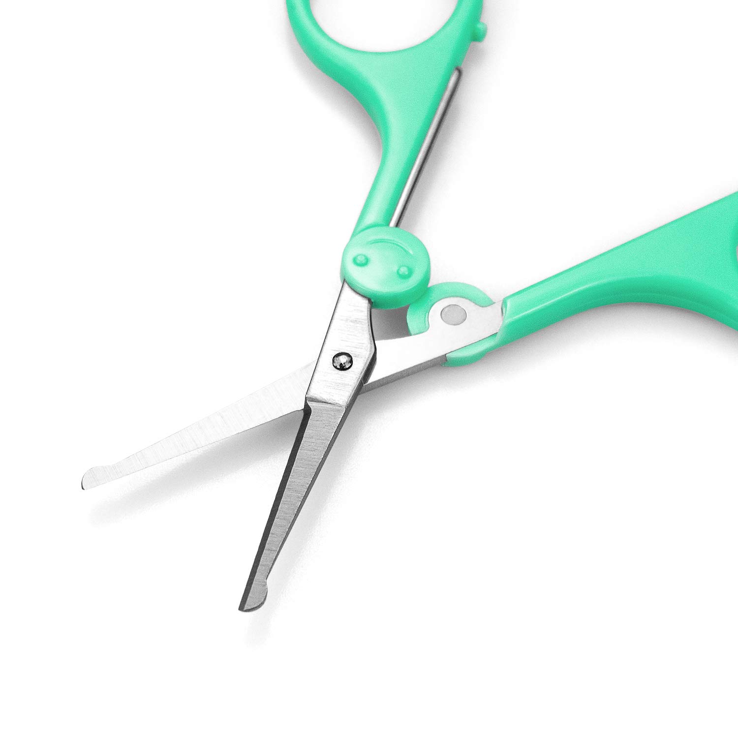 Humbee Eyebrow Scissors, Small Scissors for Facial, Nose, Eyebrow, Mustache, and Beard Hair Trimming & Grooming, Safety Edge, Green Long Cap