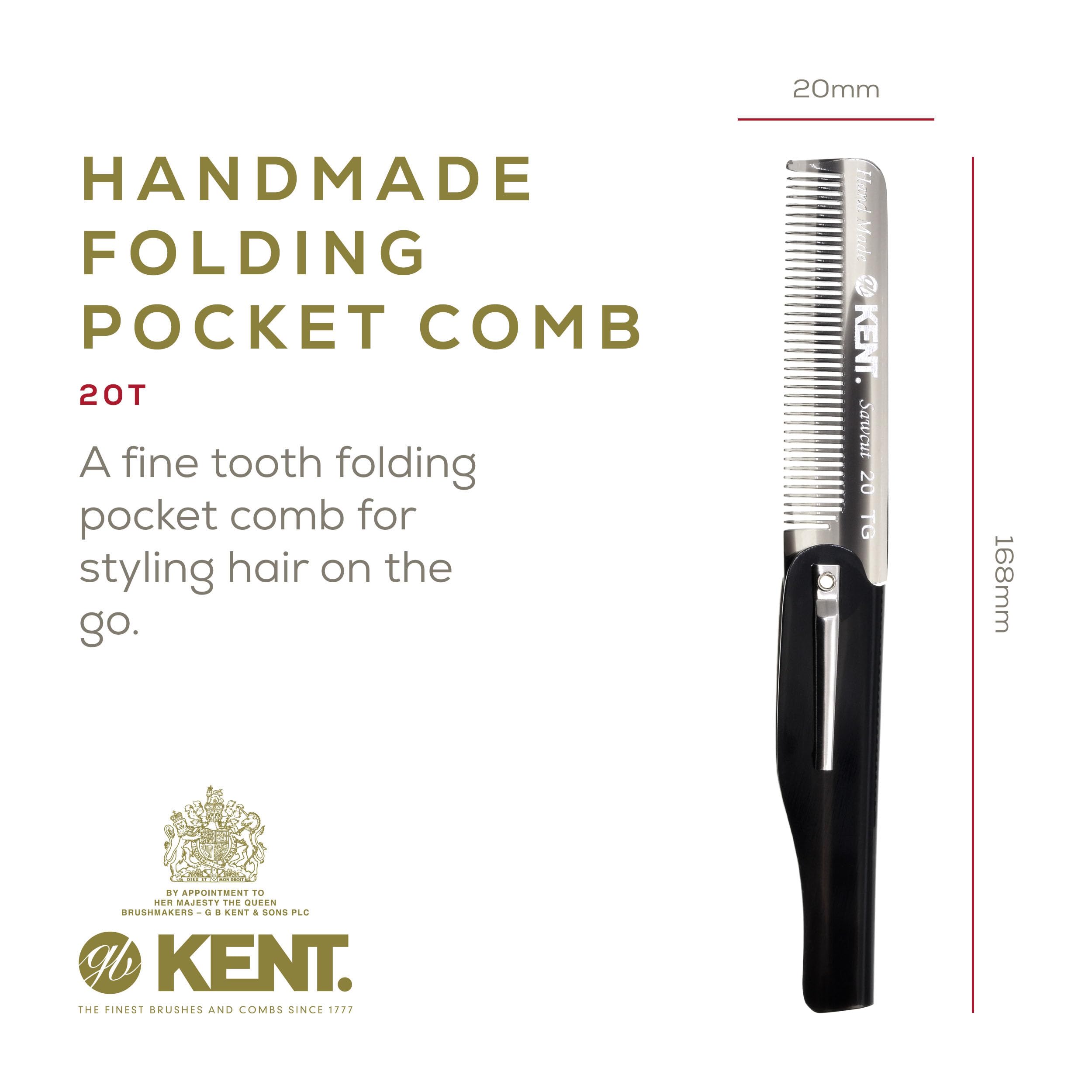 Kent Folding Beard and Mustache Comb Set - Mini Combs for Men's Grooming, Travel, and Handmade Care