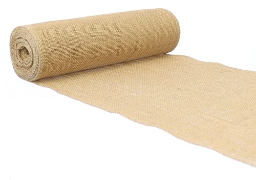 CleverDelights 12" Premium Burlap Roll - 10 Yards - No-Fray Finished Edges - Natural Jute Burlap Fabric