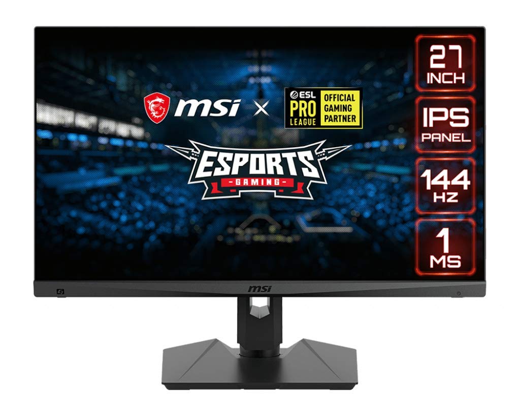 MSI Full HD Gaming RGB Non-Glare Super Narrow Bezel 1ms 1920 x 1080 144Hz Refresh Rate Adjustable Height Arm FreeSync 27” IPS Gaming Monitor (Optix MAG274R), Black