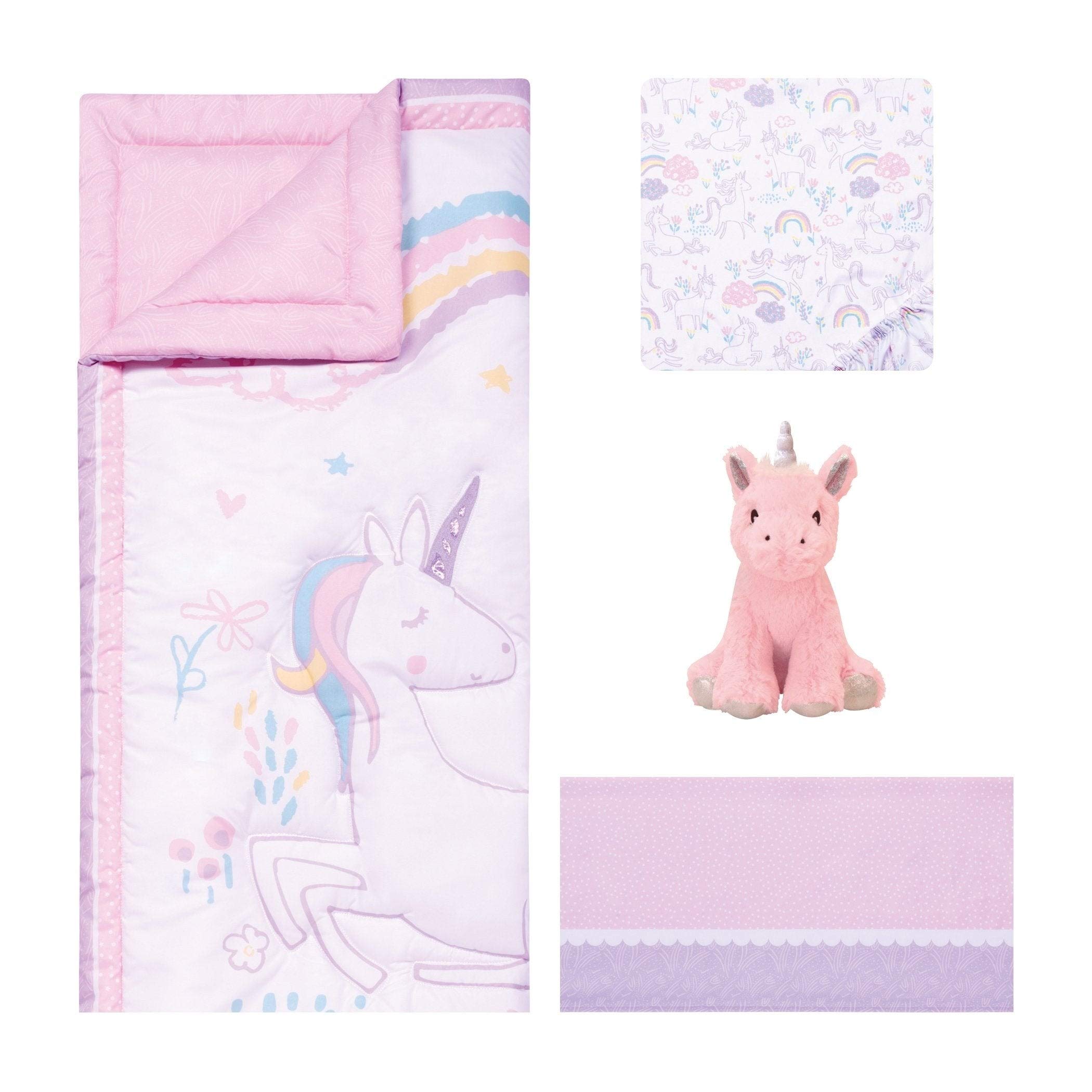 Sweet Unicorn 4 Piece Crib Bedding Set Multi Color Novelty Girls Baby Girl Microfiber