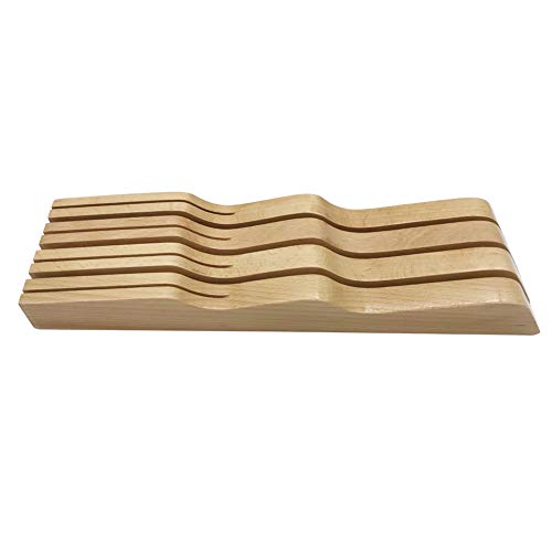 FEOOWV In Drawer Knife Organizer, Kitchen Wooden Knives Block Holder, Can Holds 9 Knives