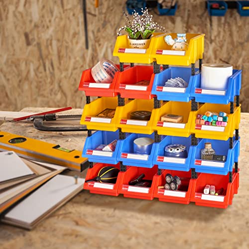 aerkaa Stackable Storage Bins Hardware Storage Organizer Tool Organizers and Storage(Blue,Pack of 12)