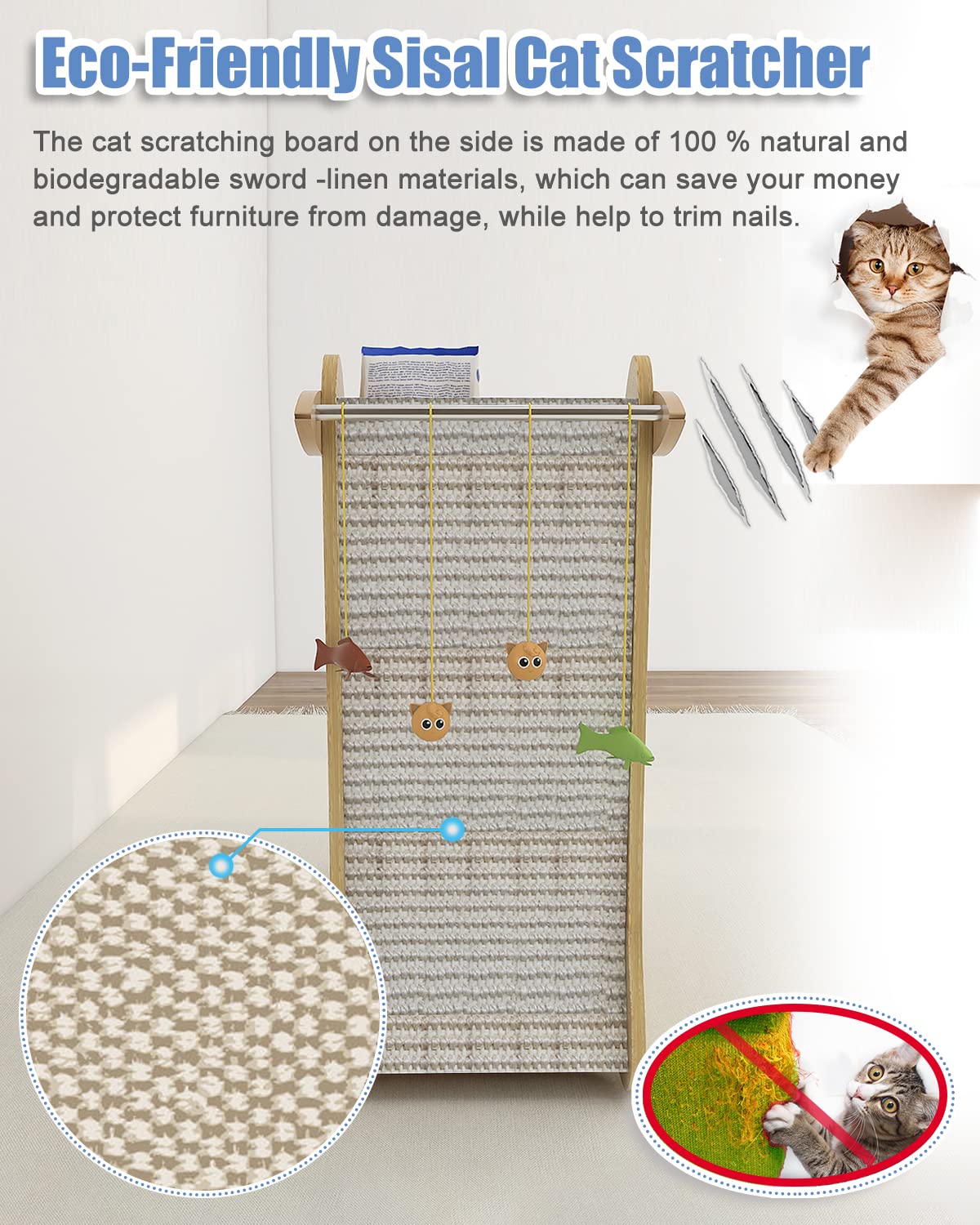 MIWOOYY Large Cat Exercise Wheel with Scratcher and Storage - 40 Inch Natural Solid Wood Cat Treadmill for Indoor Cats Run Motion & Play (Snail)