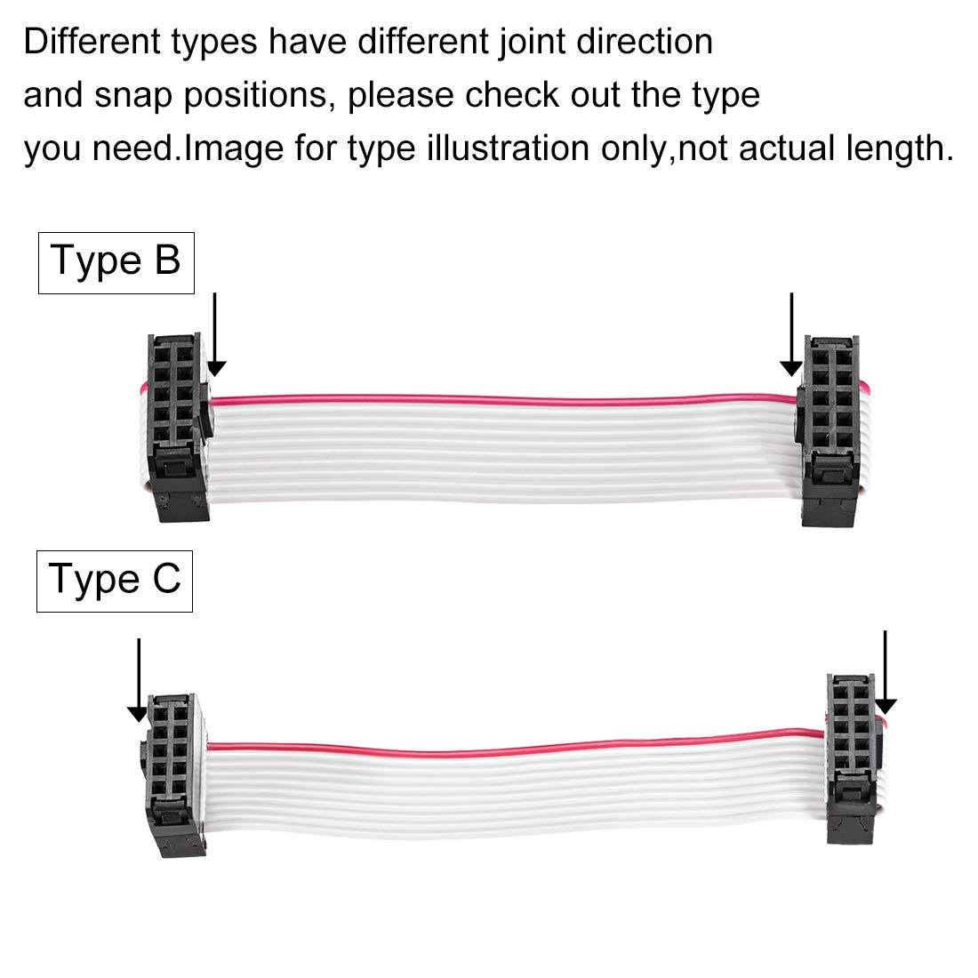 uxcell® IDC 16 Pins Wire Flat Flexible Gray Ribbon Jumper Cable 60cm 2.54mm Pitch,2pcs