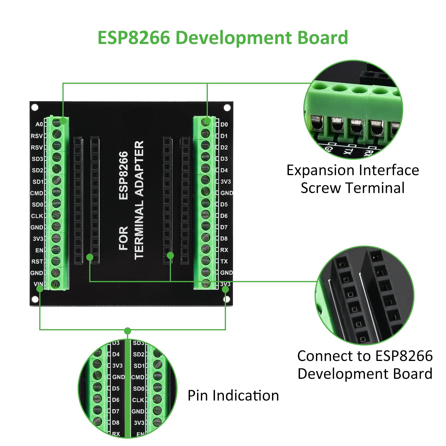 3-Pack ESP8266 Development Board, Aideepen ESP8266 Breakout Board GPIO 1 into 2 for ESP8266 ESP-12E NODEMCU V2